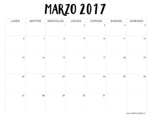 Calendarios 2017 para imprimir: Blanco & Negro - Minimalista