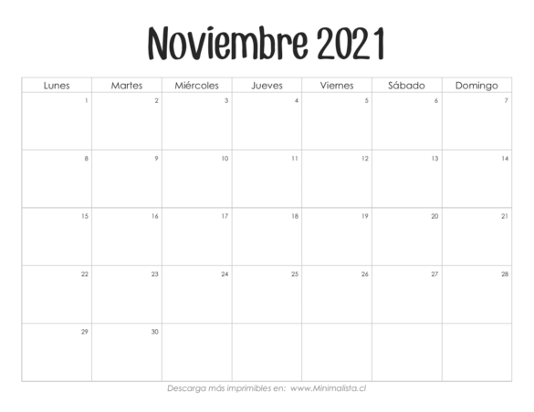 Calendarios 2021 para Imprimir - Minimalista